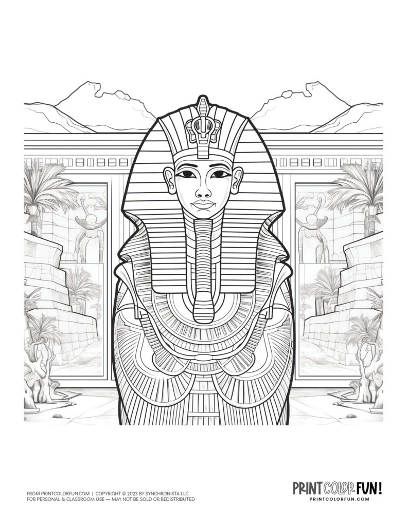 King Tut coloring pages: Ancient Egypt's King Tutankhamun, at ...