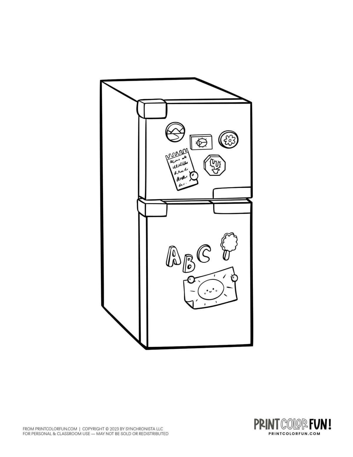 Refrigerator coloring pages, at PrintColorFun.com