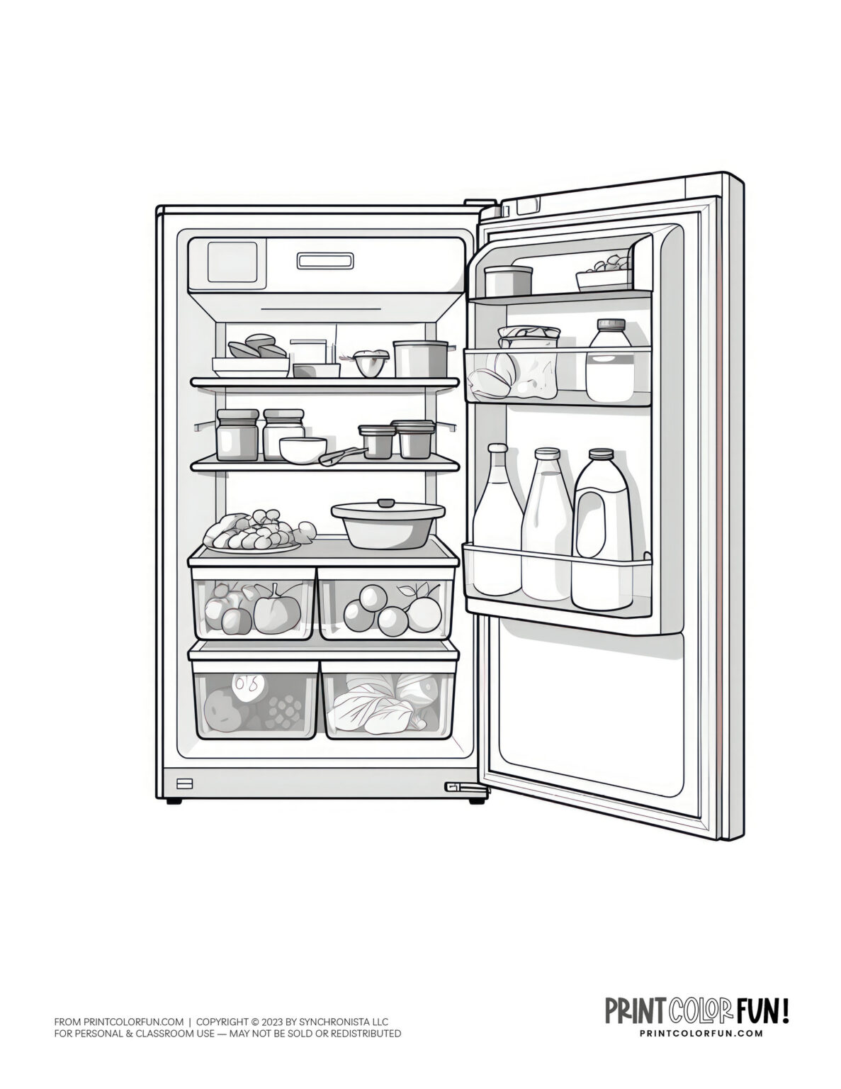 Refrigerator coloring pages, at PrintColorFun.com