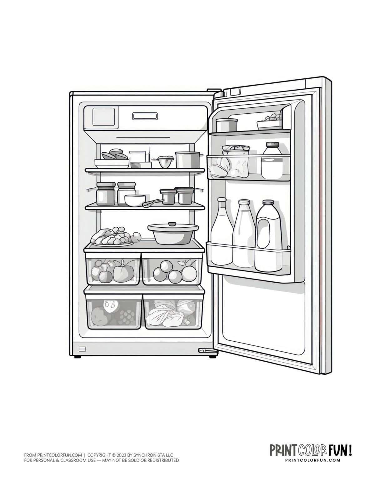 Refrigerator coloring pages, at PrintColorFun.com