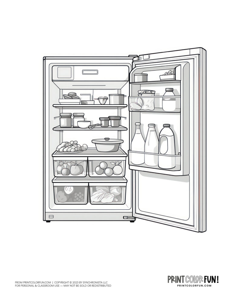 Refrigerator coloring pages, at PrintColorFun.com
