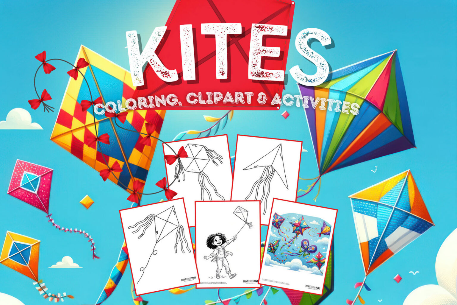 15+ Free kite clipart & kite coloring pages: Let your imagination take ...