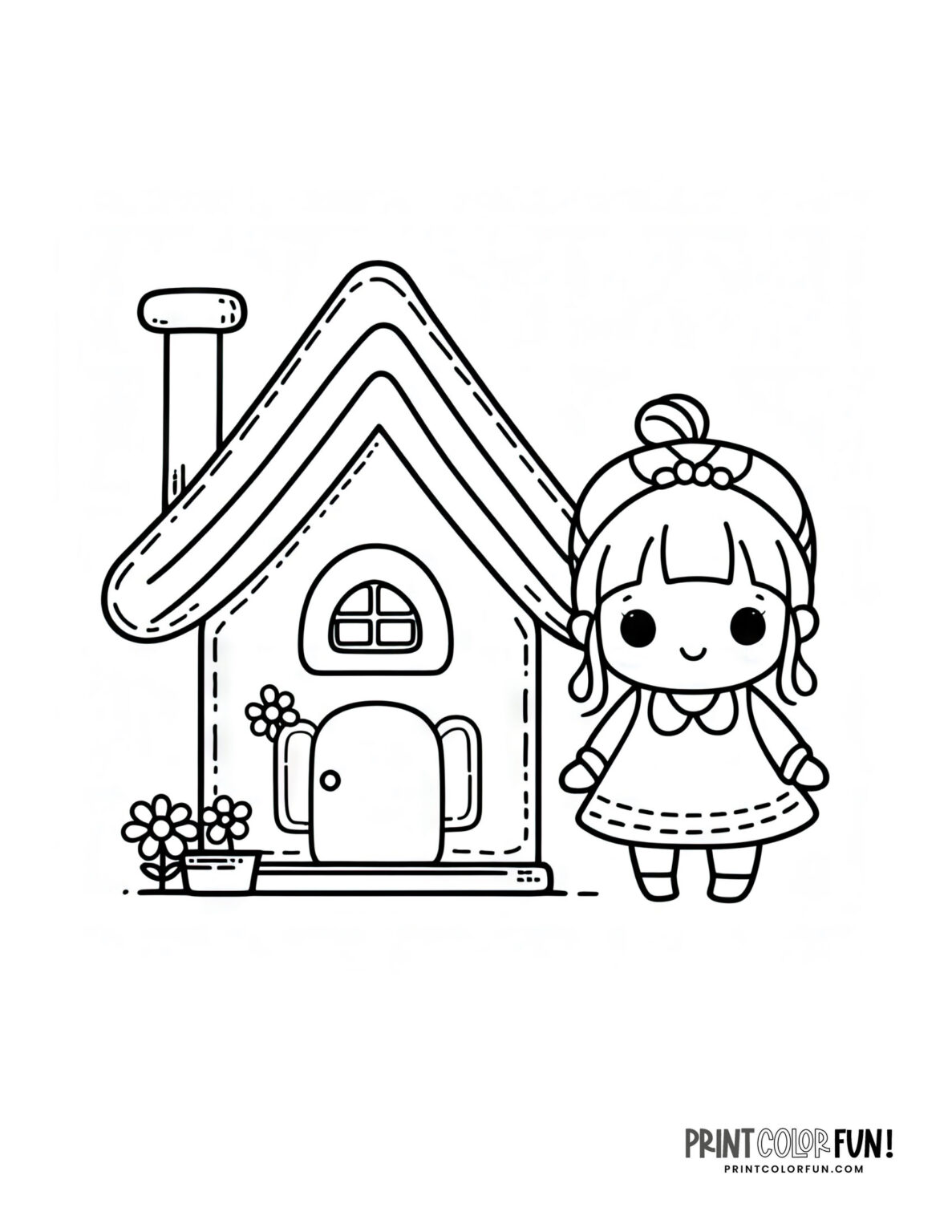 Simple house coloring pages & clipart for kids, at PrintColorFun.com