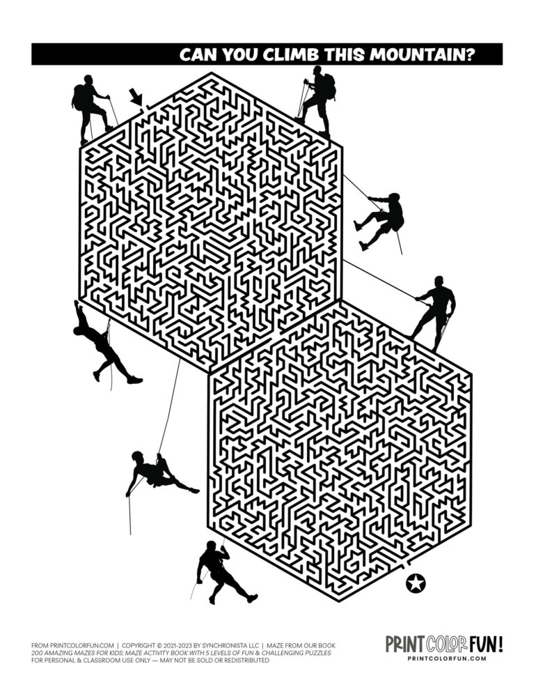 Hard maze difficulty: 11 big advanced skill printable mazes for kids ...