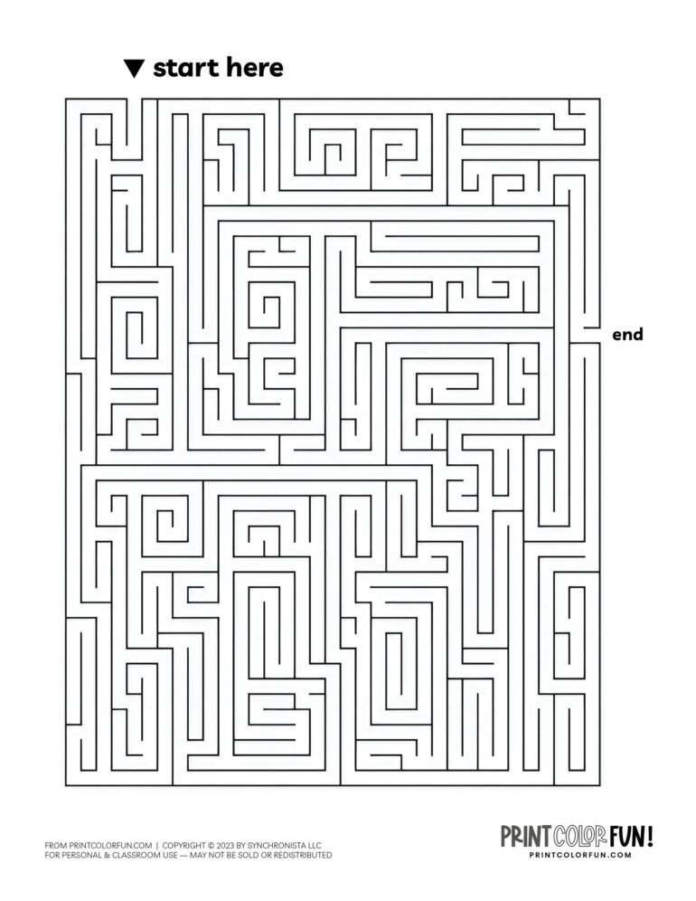 Maze medium level: Intermediate skill printable mazes to solve, at ...