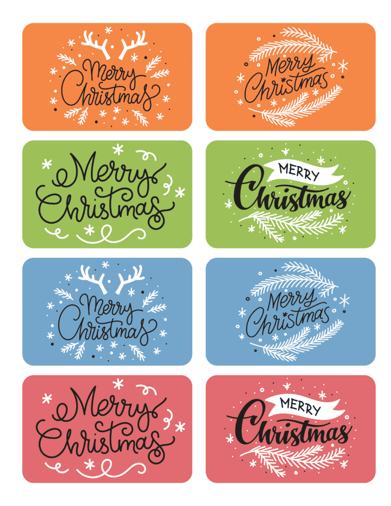 Free printable Christmas gift tags: 20+ sets of full-color holiday card ...