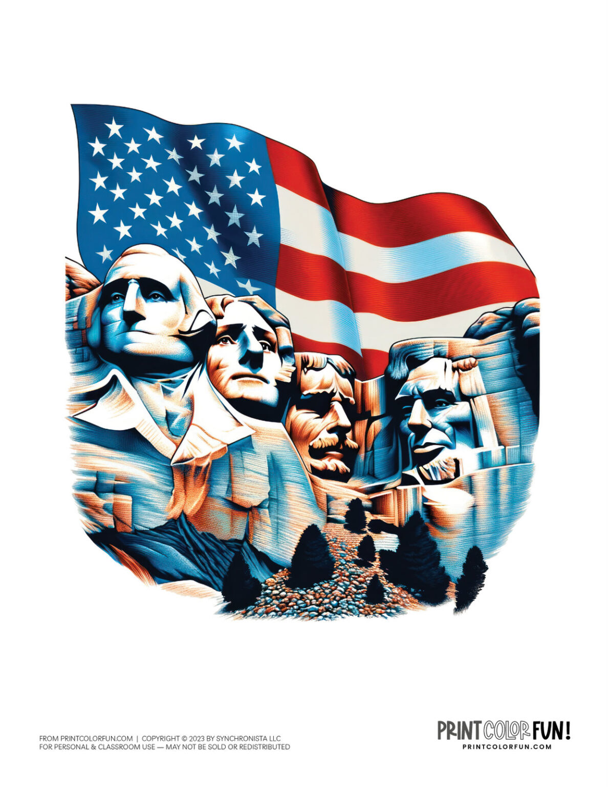 Mount Rushmore coloring pages, clipart & the history of this monument ...