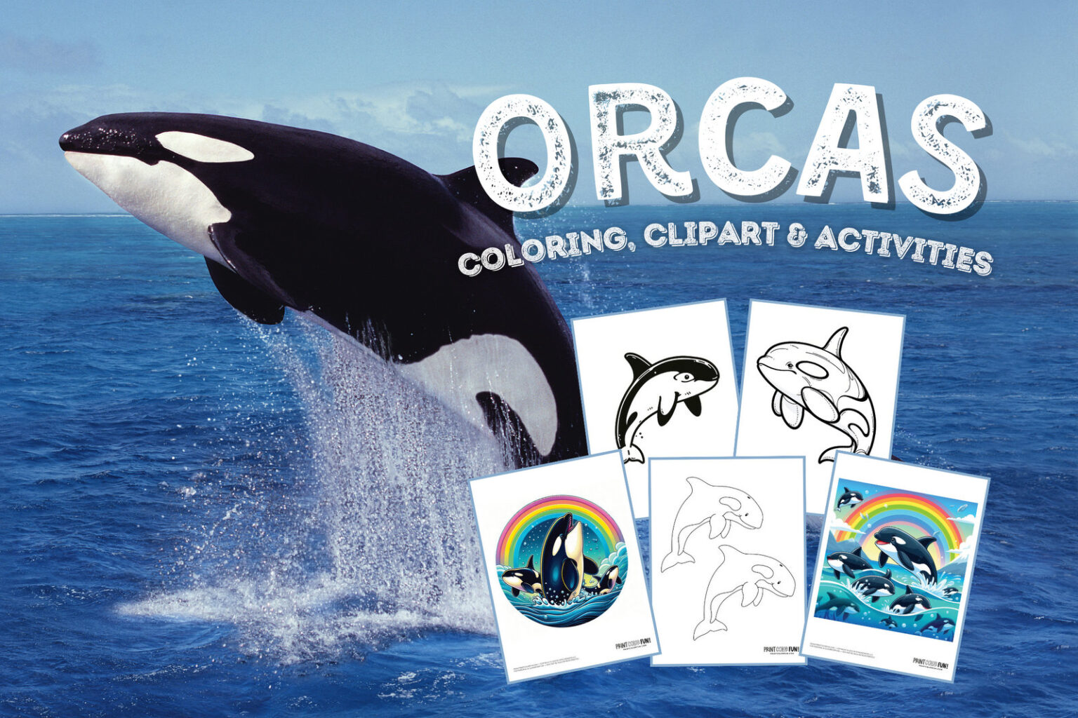 Orca coloring pages: Killer whale clip art & 10 fun crafts & learning ...