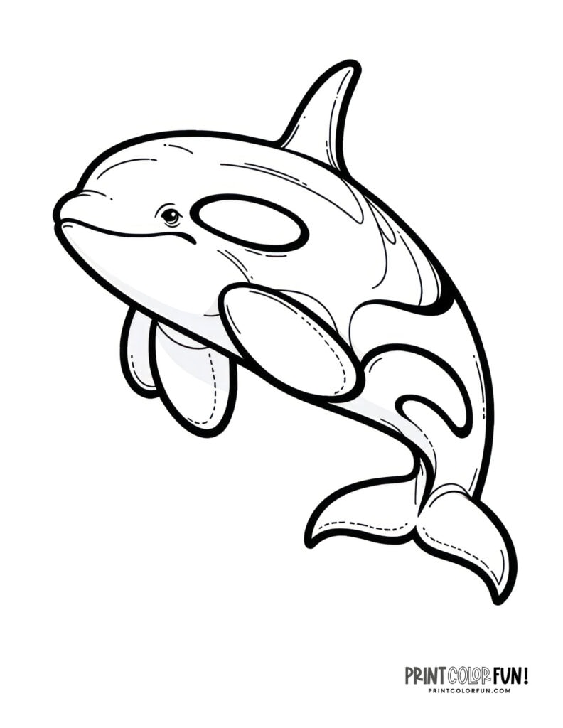 Orca coloring pages: Killer whale clip art & 10 fun crafts & learning ...
