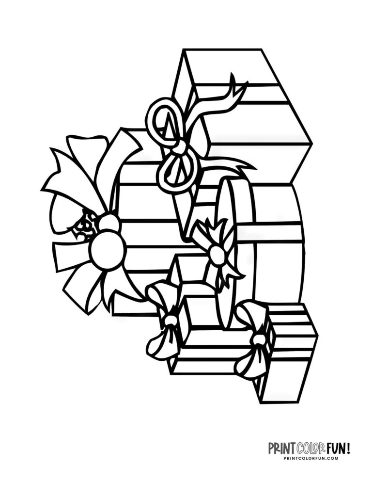 12 Christmas present clipart & coloring pages, plus quick & easy ...