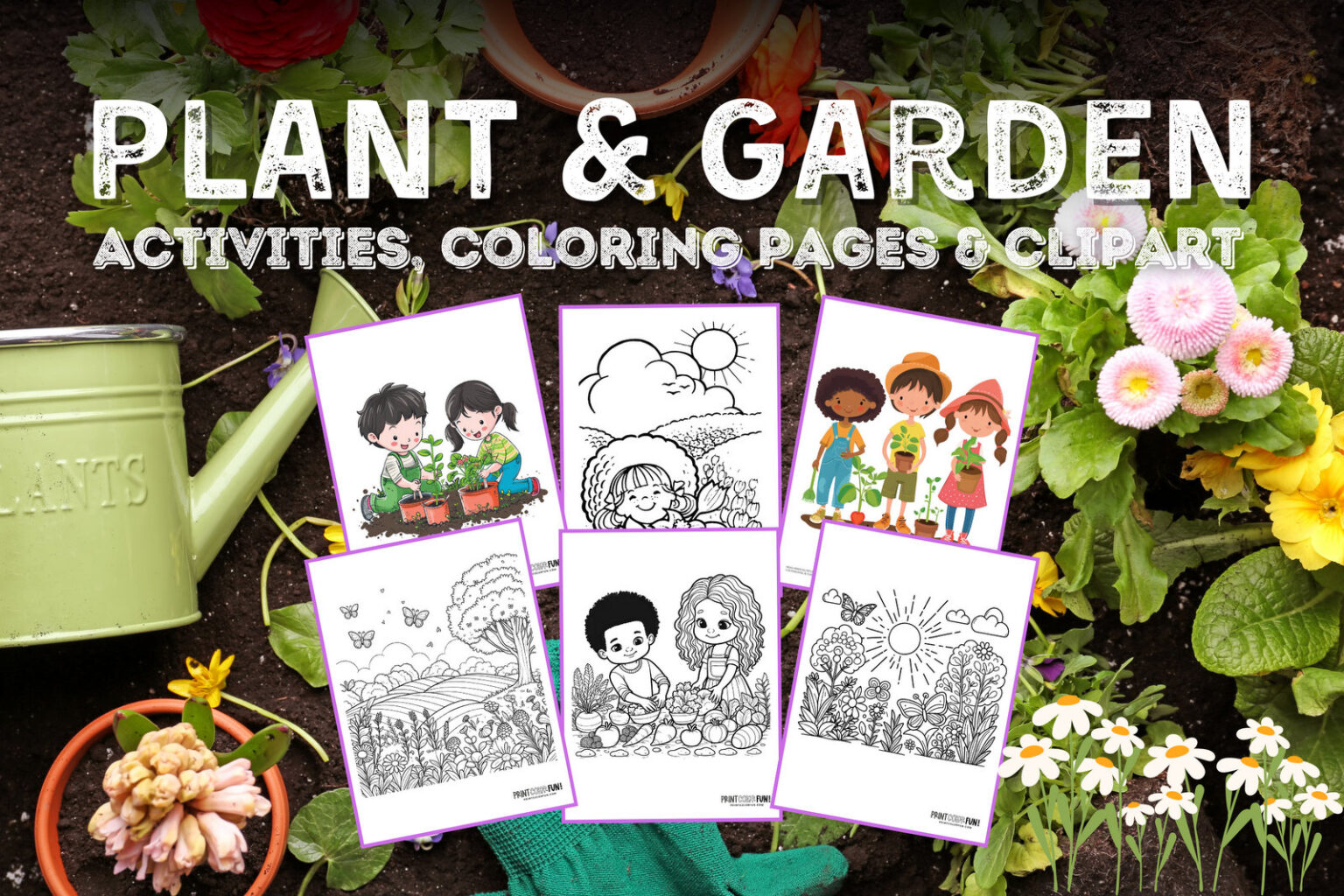 Garden clipart & coloring pages galore: Inspire your kids' green thumbs ...