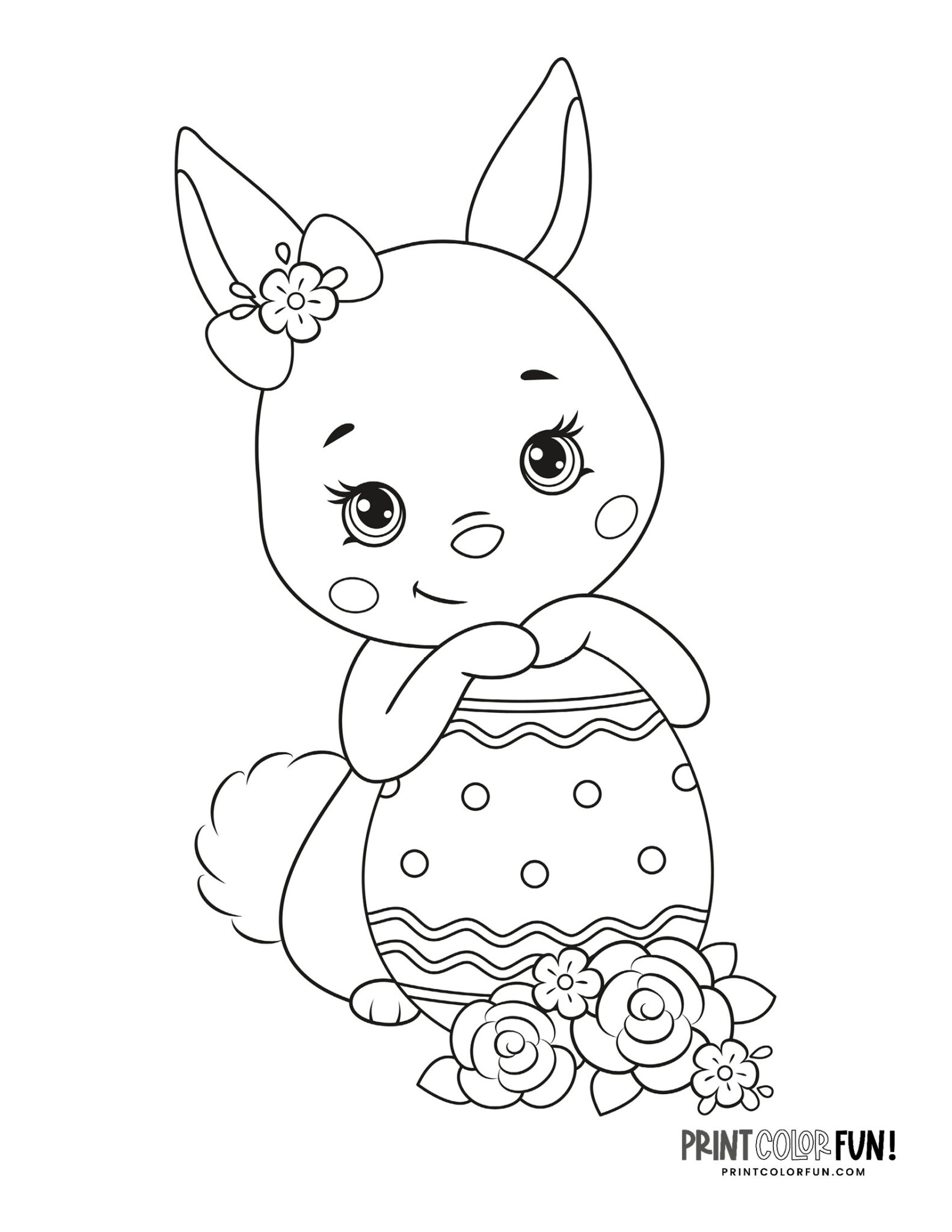 26 cute Easter bunny coloring pages, at PrintColorFun.com