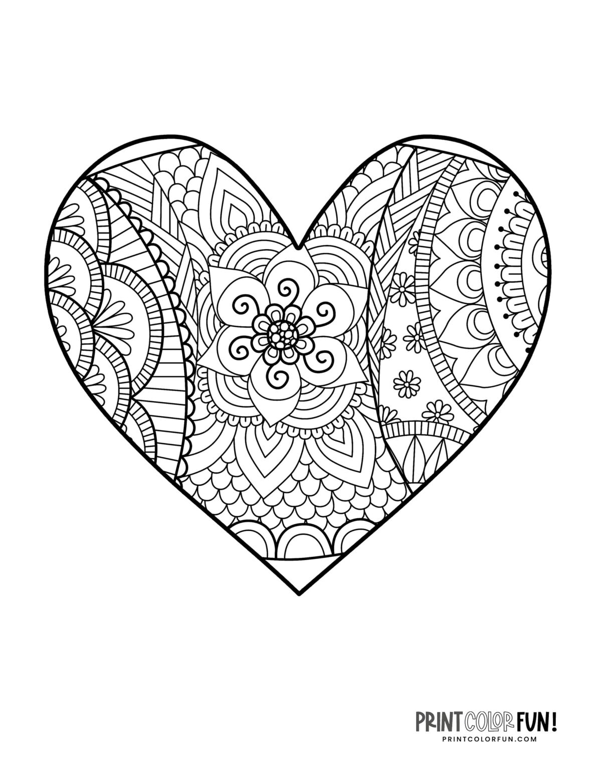 15 zen doodle heart coloring pages coloring page - Print. Color. Fun!