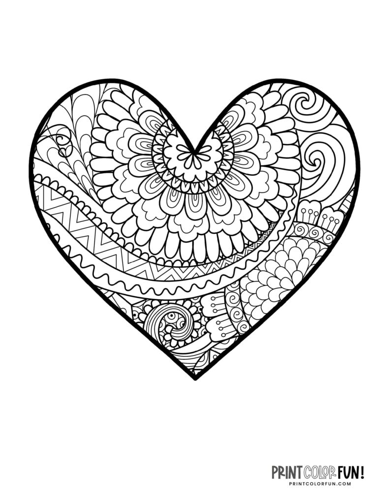 15 zen doodle heart coloring pages coloring page - Print. Color. Fun!