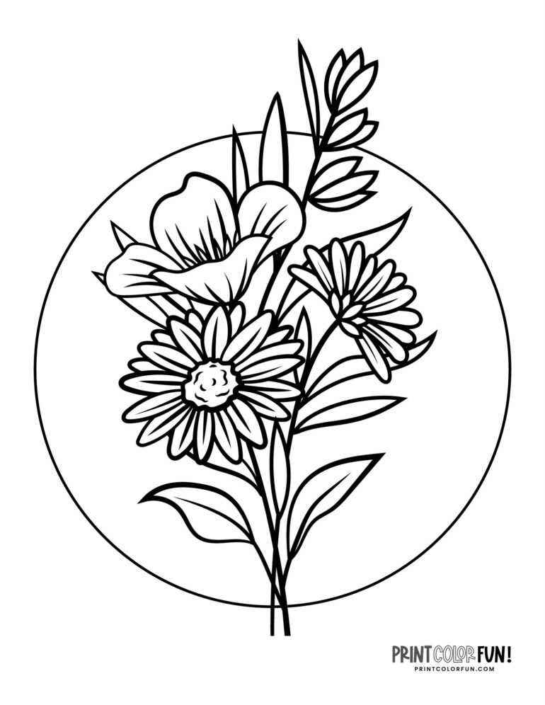 50 flower coloring pages & clipart to color a whole garden, at ...