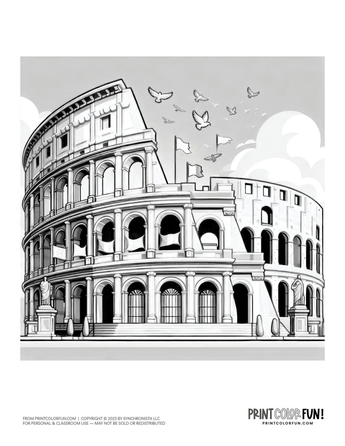 Roman Colosseum coloring pages & clipart, at PrintColorFun.com