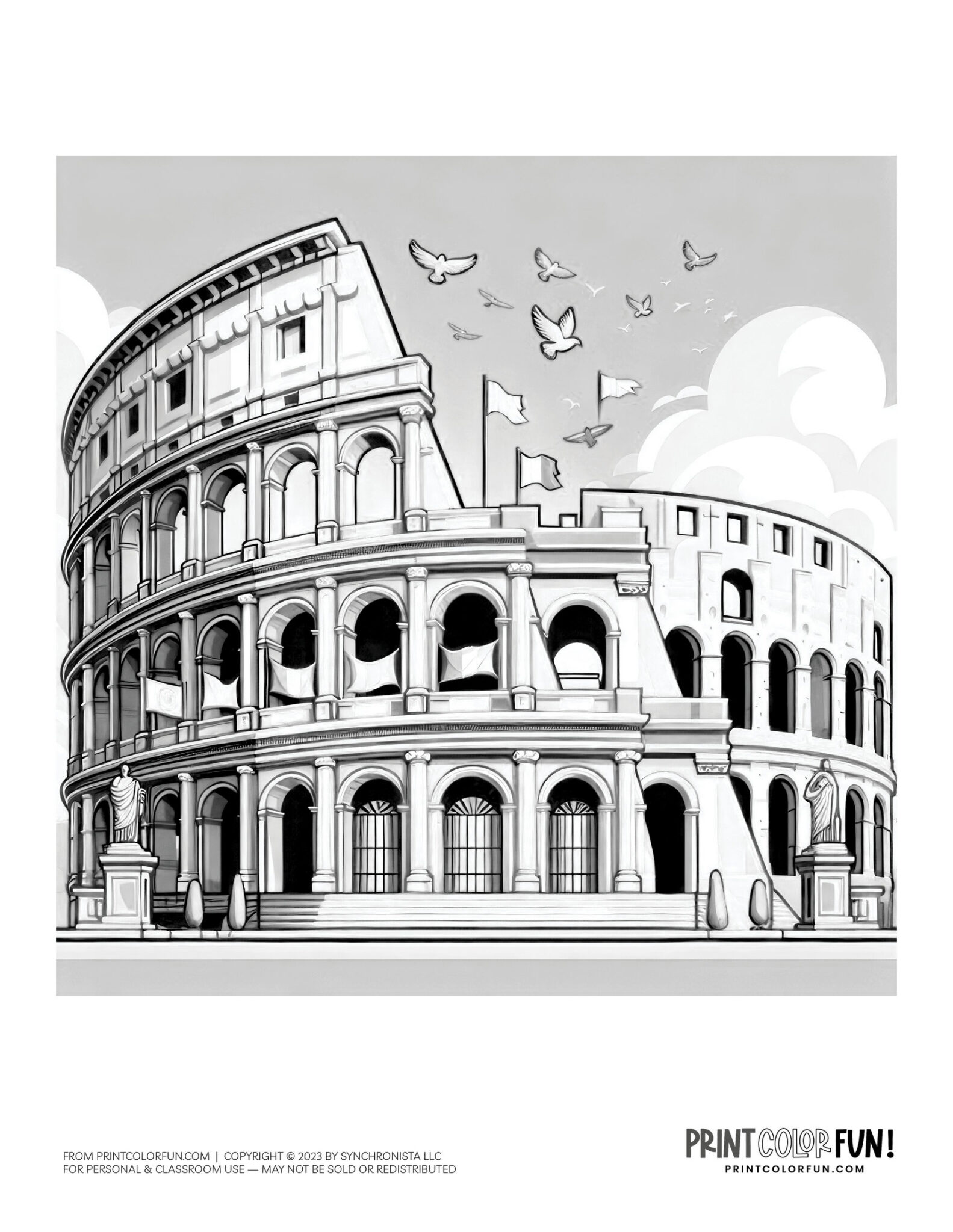 Roman Colosseum coloring pages & clipart, at PrintColorFun.com