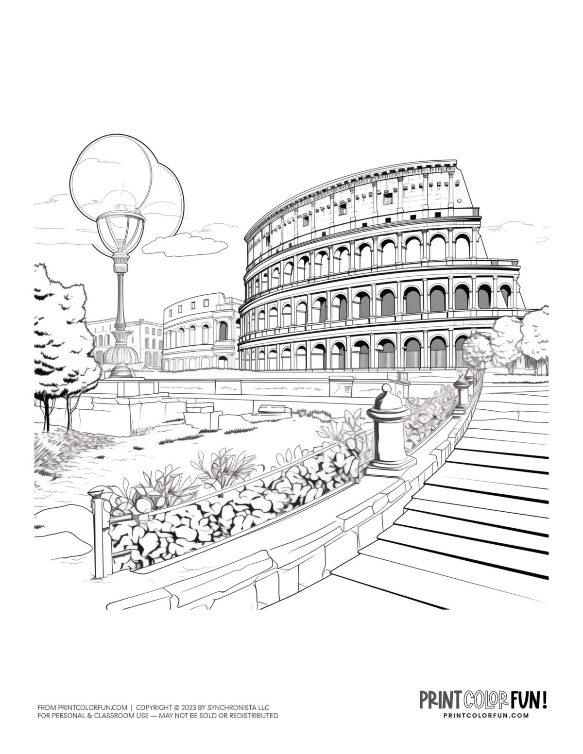 Roman Colosseum coloring pages & clipart, at PrintColorFun.com