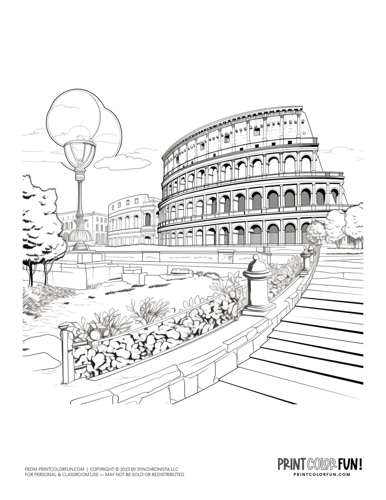 Roman Colosseum coloring pages & clipart, at PrintColorFun.com