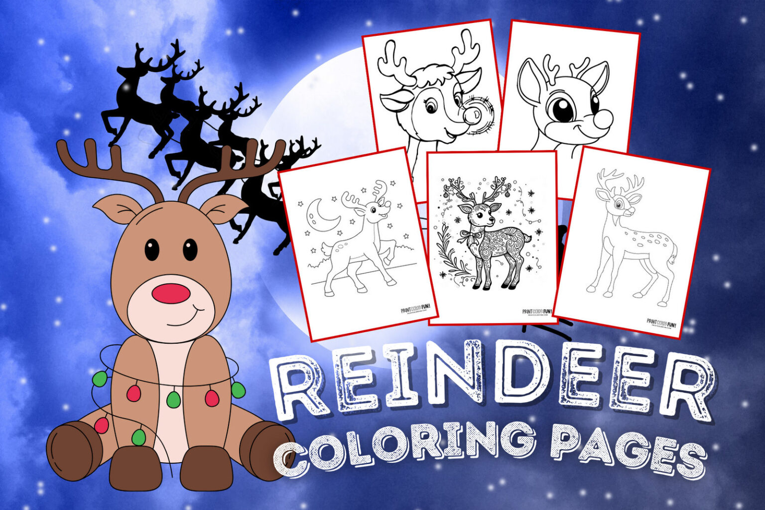 17 adorable Rudolph coloring pages & other reindeer clipart to light up ...