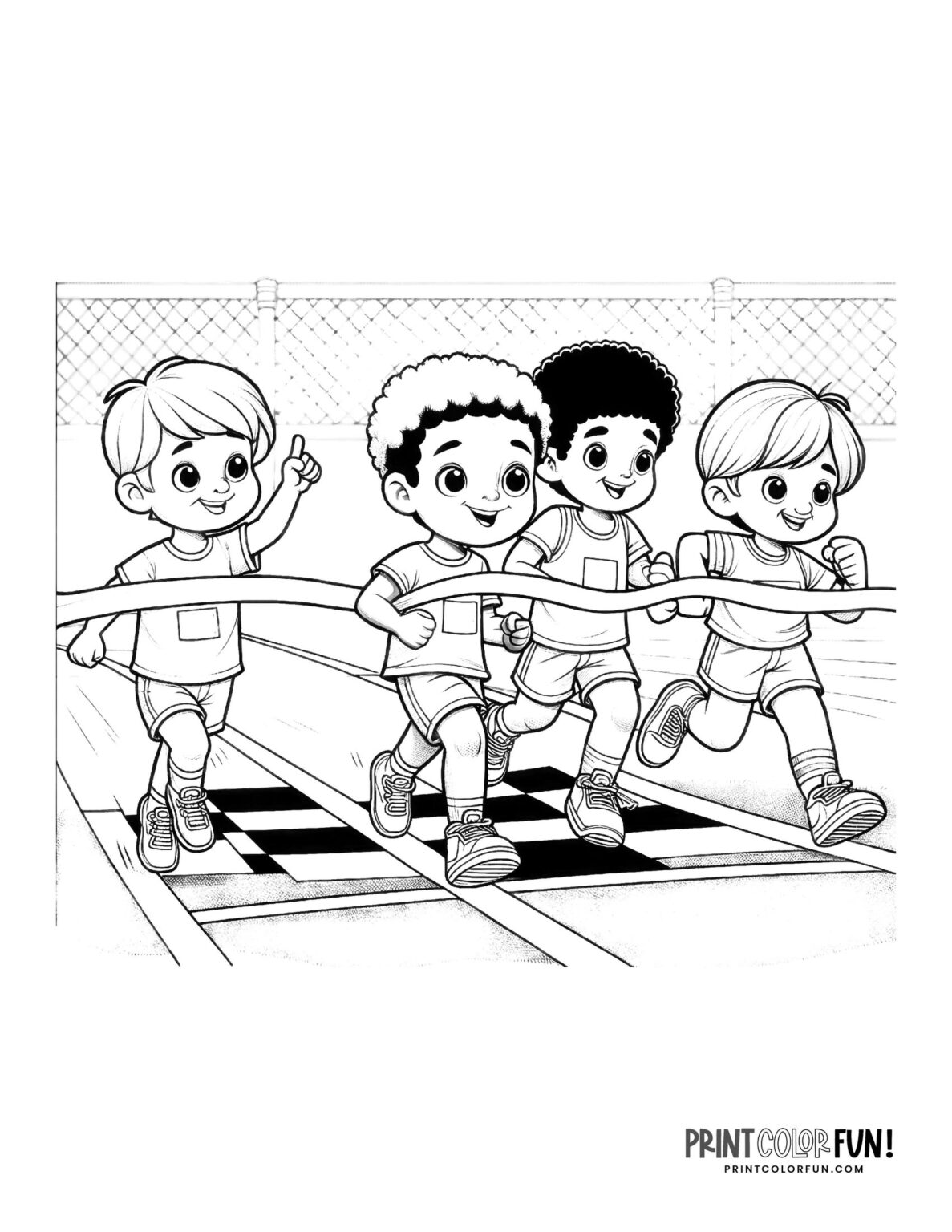 Runner finish line coloring pages, at PrintColorFun.com
