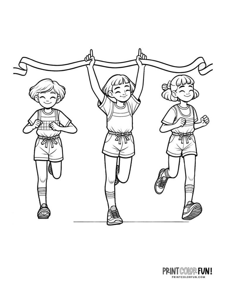Runner finish line coloring pages, at PrintColorFun.com