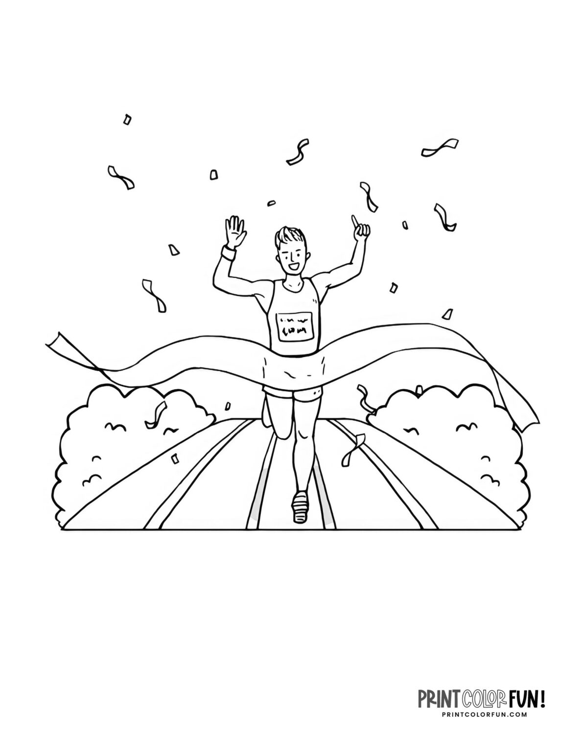 Runner finish line coloring pages, at PrintColorFun.com