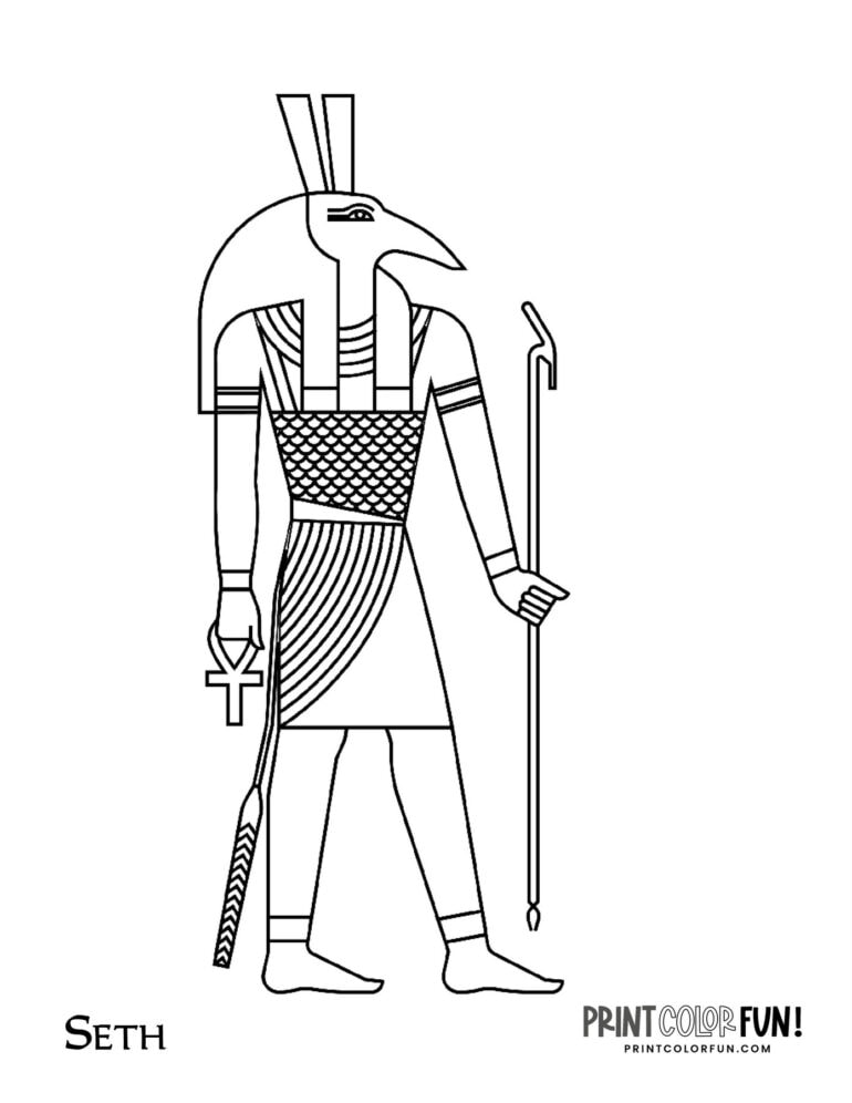 16 ancient Egyptian gods and goddesses: Coloring page printables ...