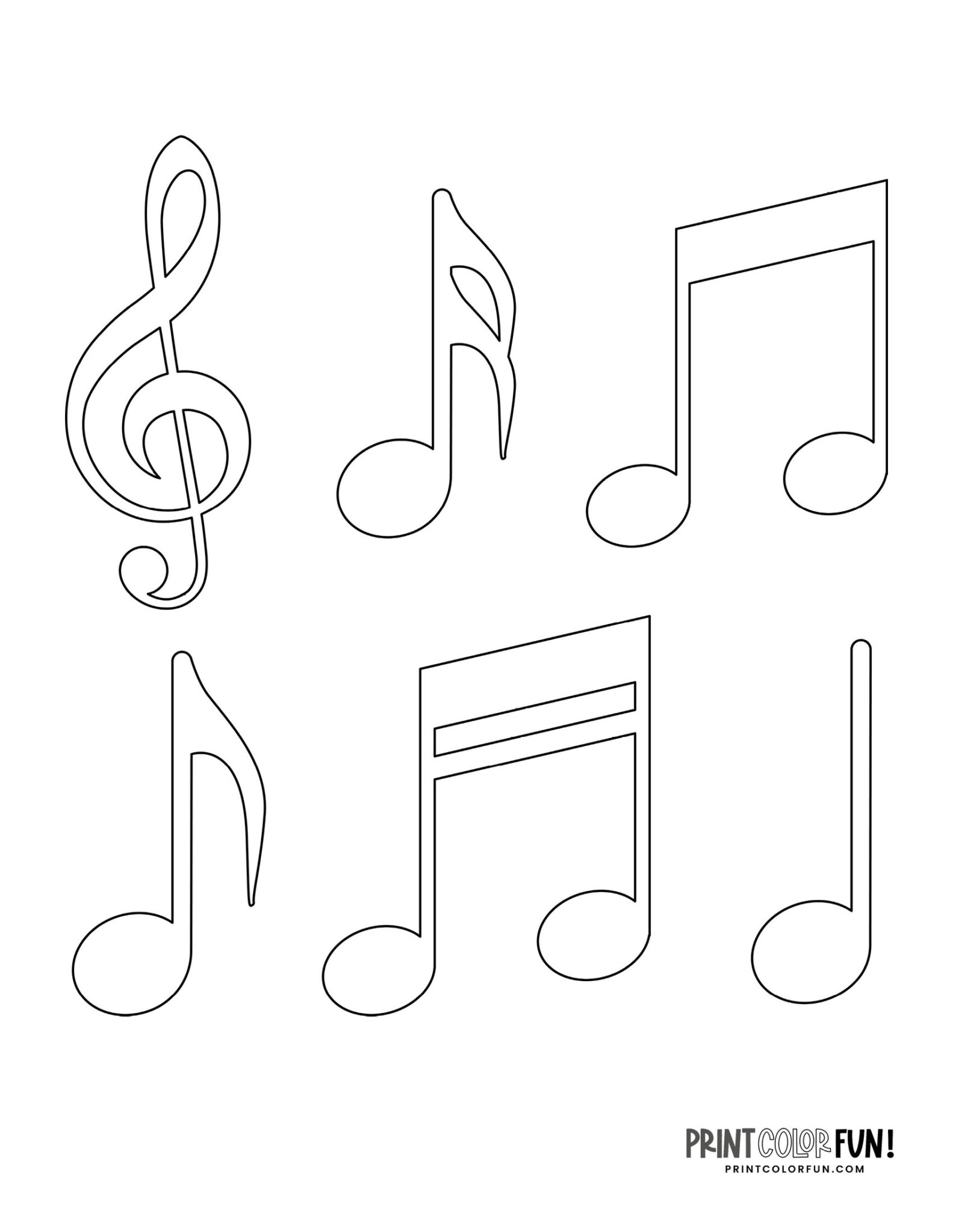 10+ Musical notes clipart & coloring pages, at PrintColorFun.com