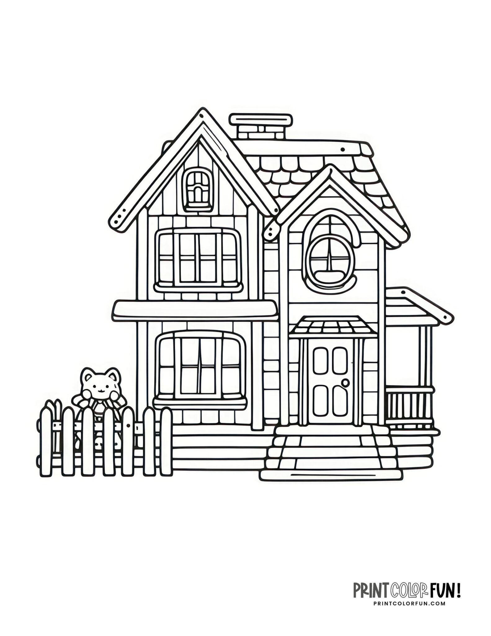 Simple house coloring pages & clipart for kids, at PrintColorFun.com