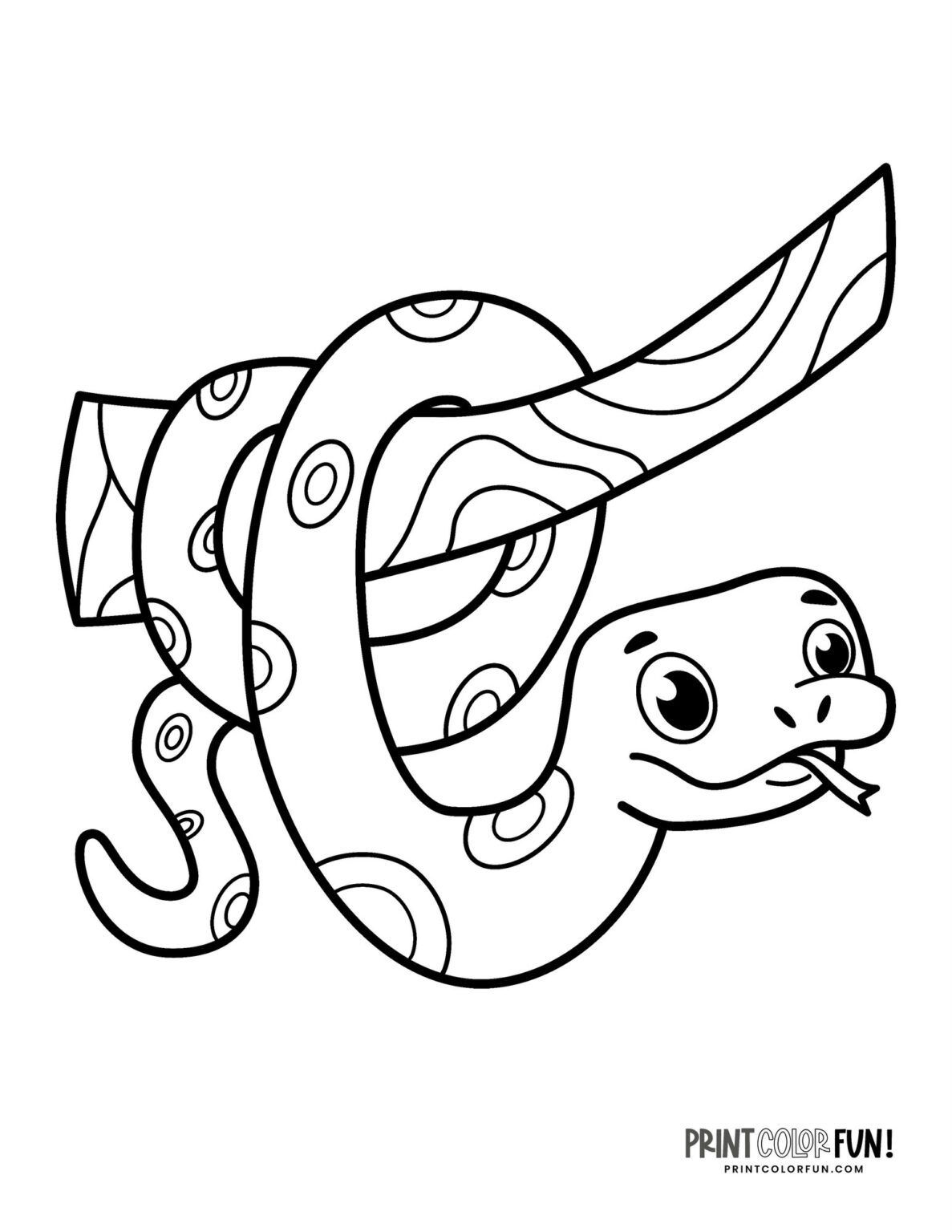 Snake coloring pages and clipart, at PrintColorFun.com