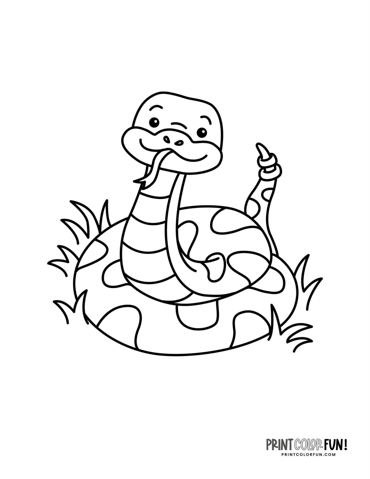 Snake coloring pages and clipart, at PrintColorFun.com