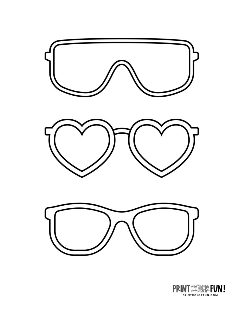 Sunglasses clipart & glasses coloring pages, plus 10 creative craft ...