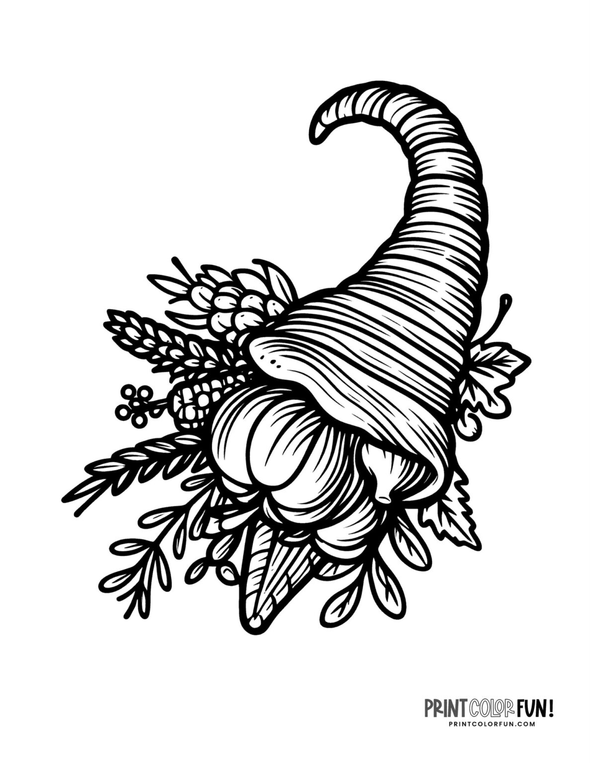 6 fun Thanksgiving cornucopia coloring pages: Color, craft & learn!, at ...