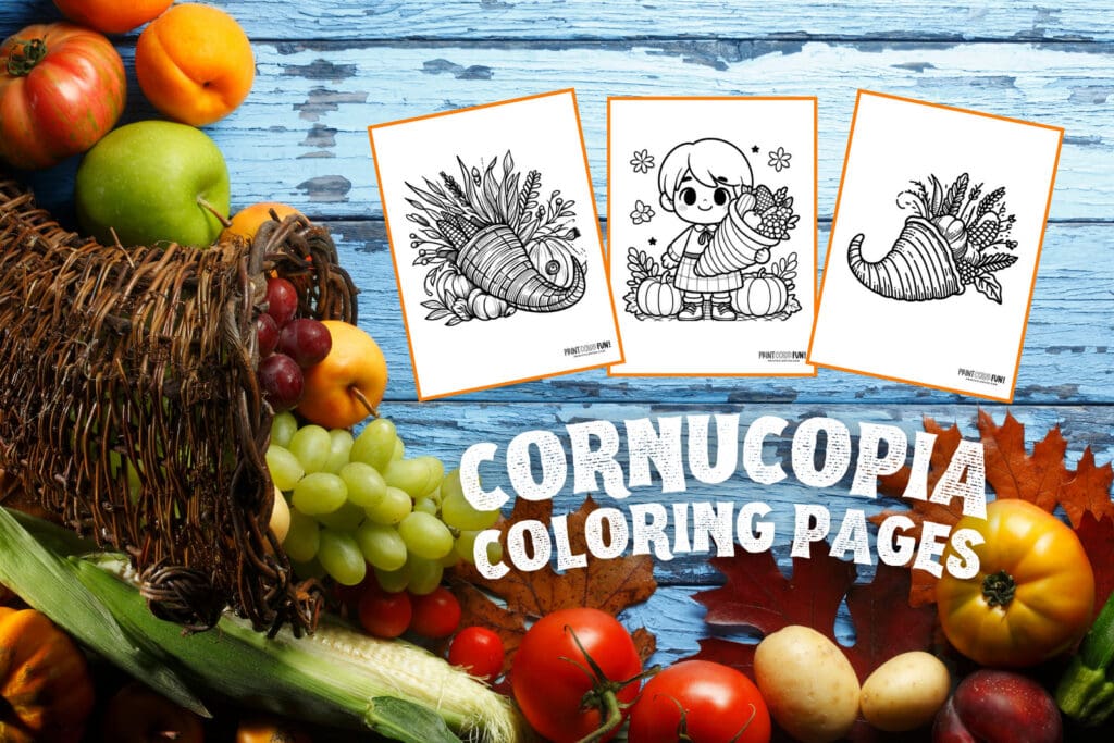 6 fun Thanksgiving cornucopia coloring pages: Color, craft & learn!, at ...