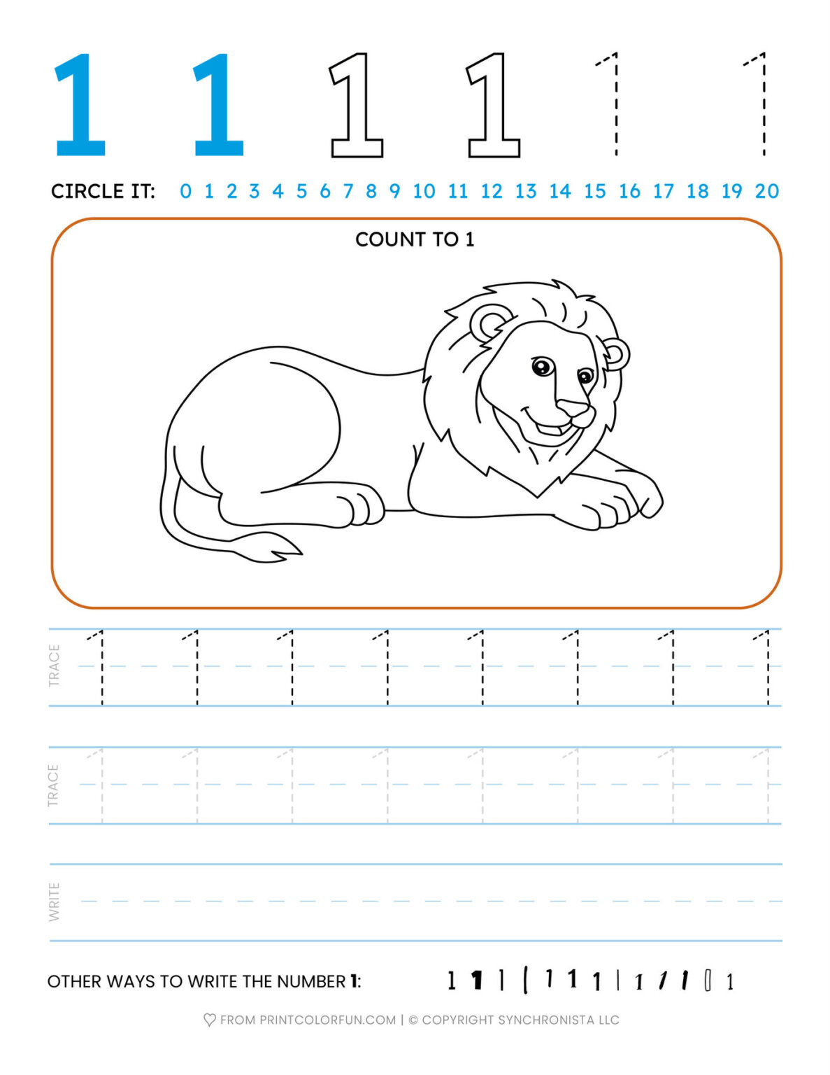 Tracing the number printable activity sheets from 1 to 20, at ...