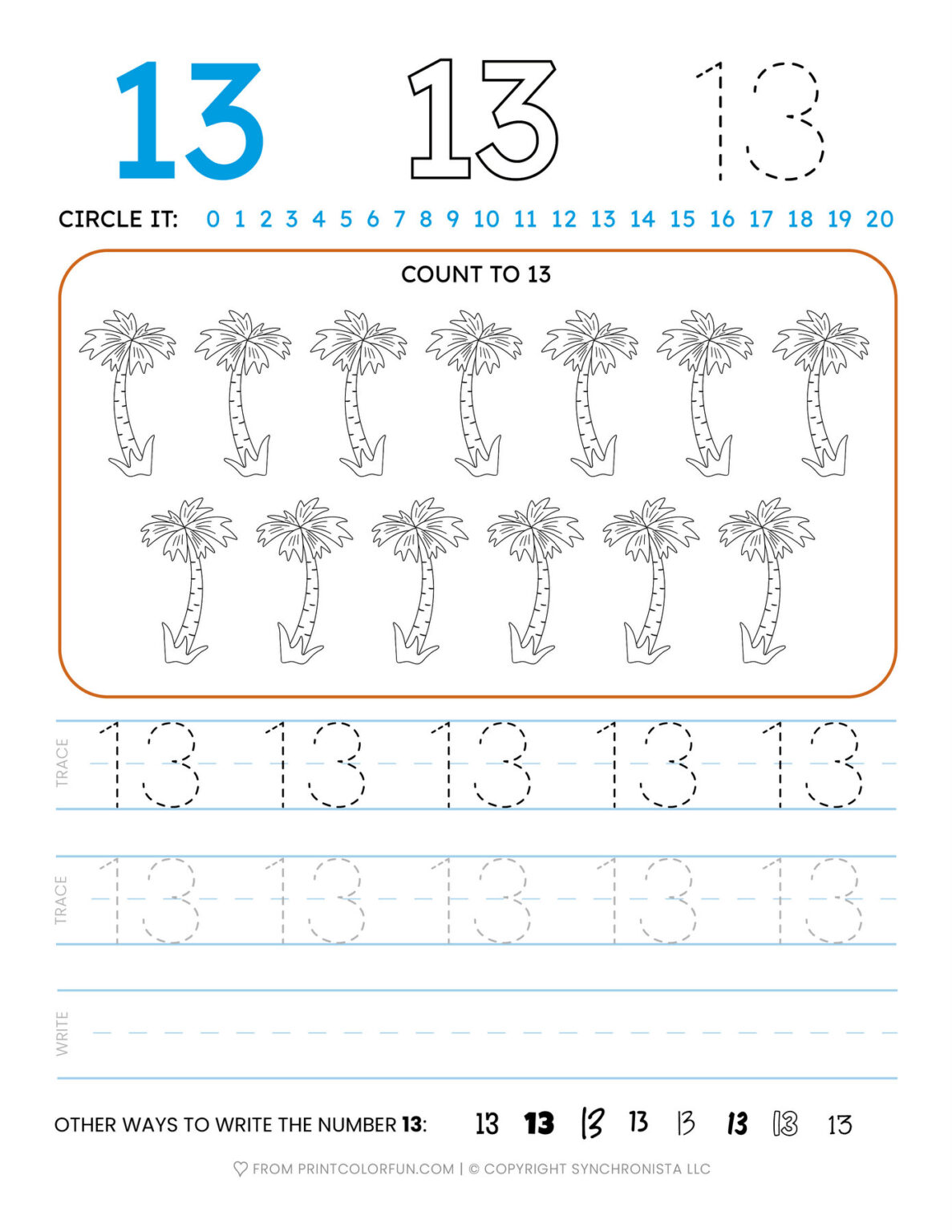 Tracing the number printable activity sheets from 1 to 20, at ...
