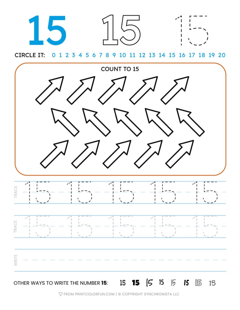 Tracing the number printable activity sheets from 1 to 20, at ...