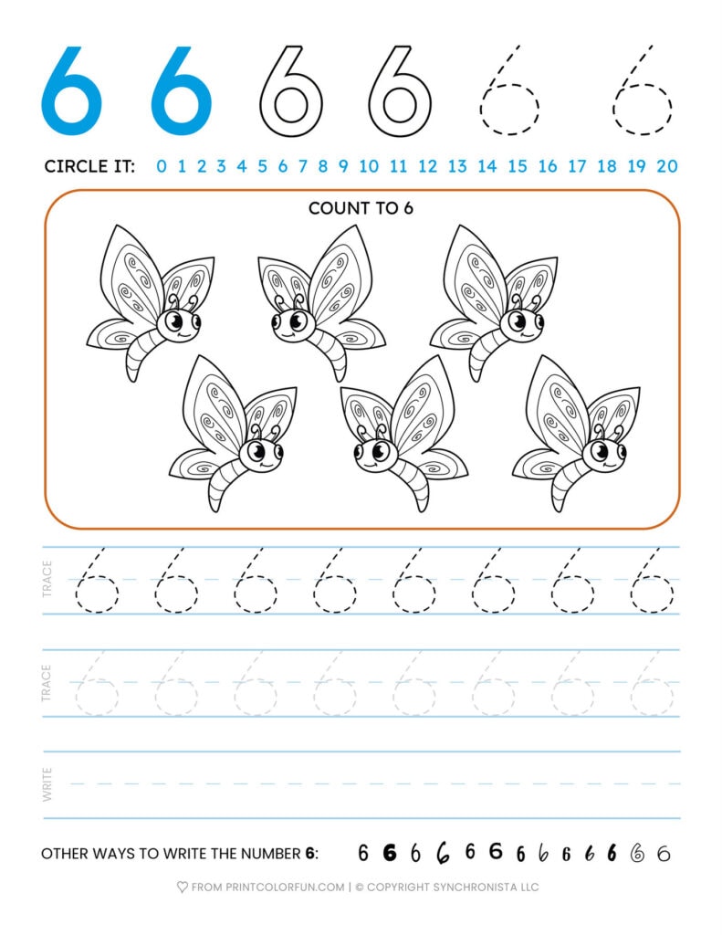 Tracing the number printable activity sheets from 1 to 20, at ...