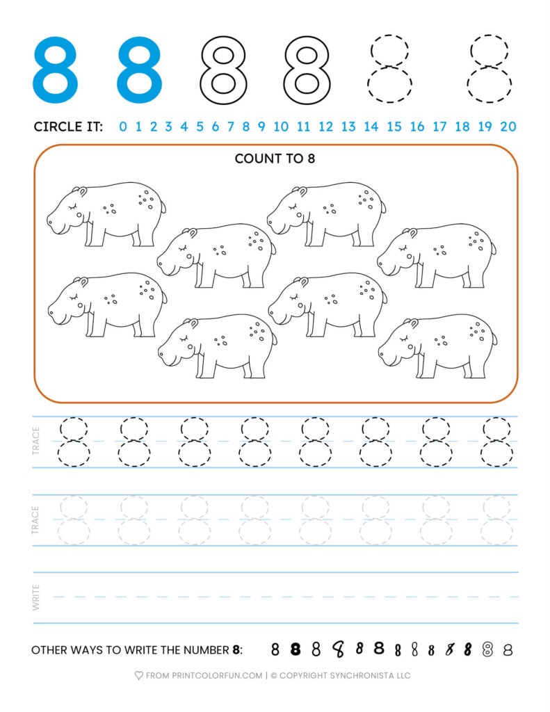 Tracing the number printable activity sheets from 1 to 20, at ...