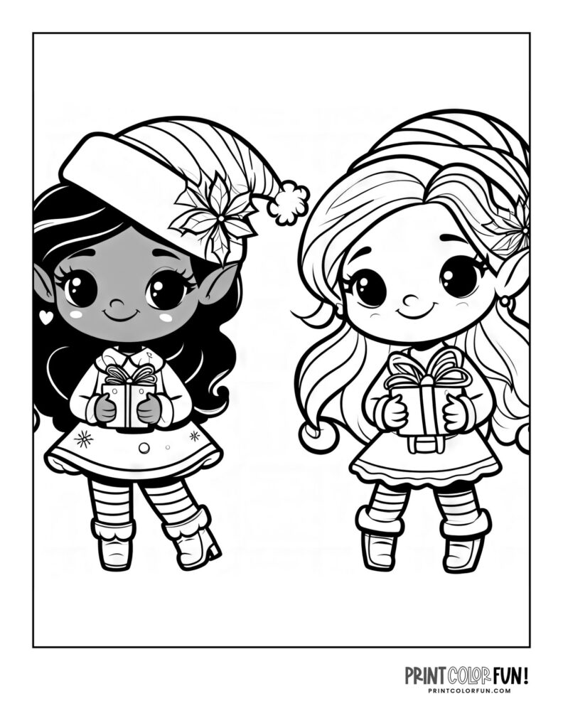 20 cute Christmas elves: Santa's elves clipart & coloring pages direct ...