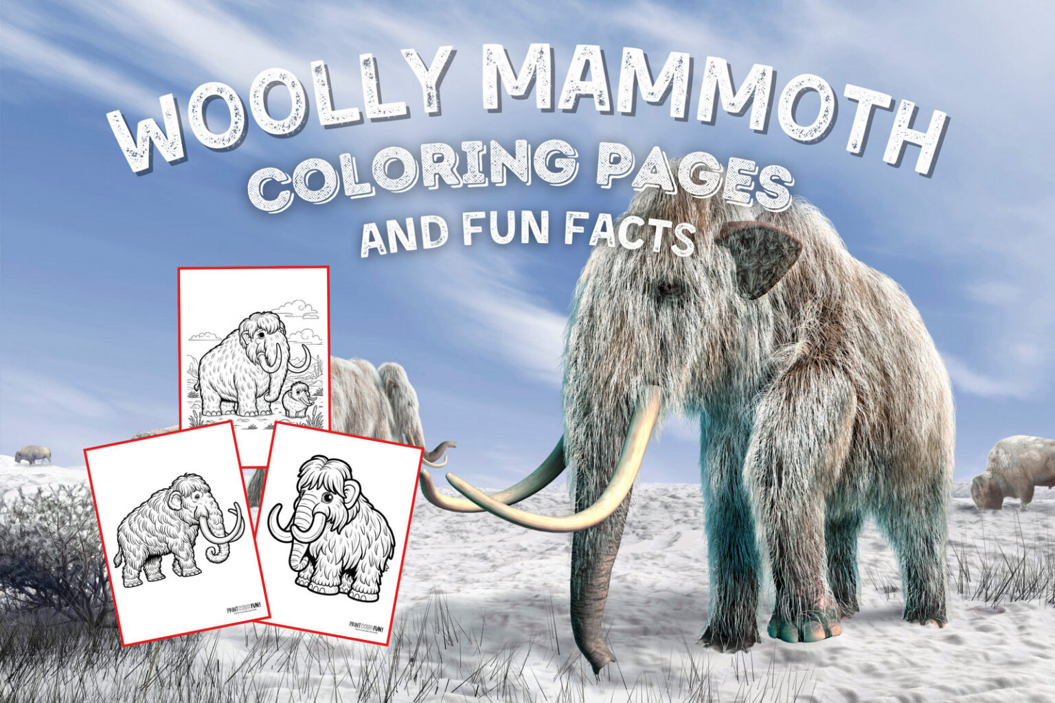 Woolly mammoth coloring pages & fun facts, at PrintColorFun.com
