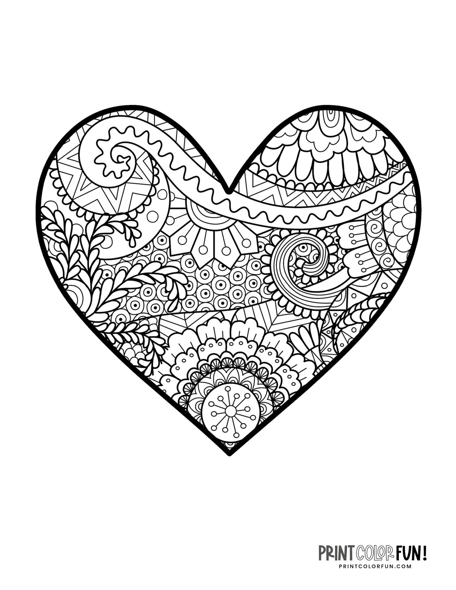 15 zen doodle heart coloring pages coloring page - Print. Color. Fun!