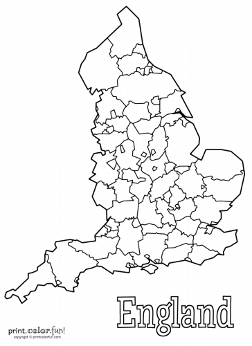 England: Maps & fun facts for kids, at PrintColorFun.com